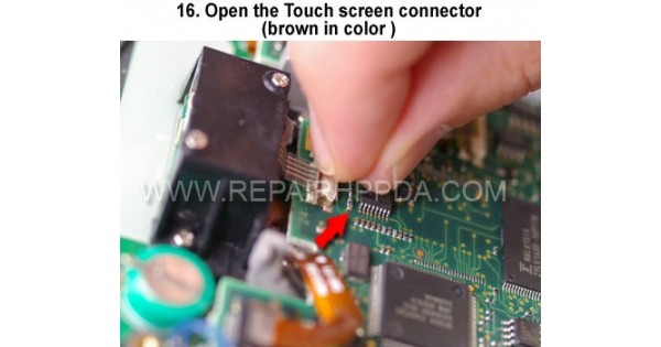 16. Open the Touch screen connector (brown in color)
