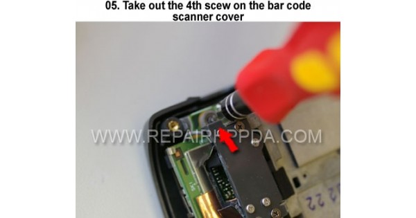 5. Take out the 4th scew on the bar code scanner cover
