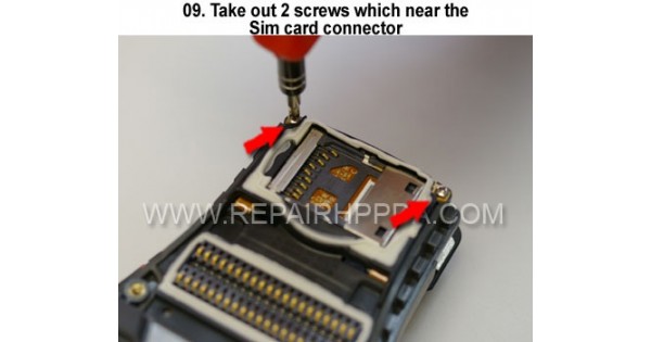 9. Take out 2 screws which near the Sim card connector